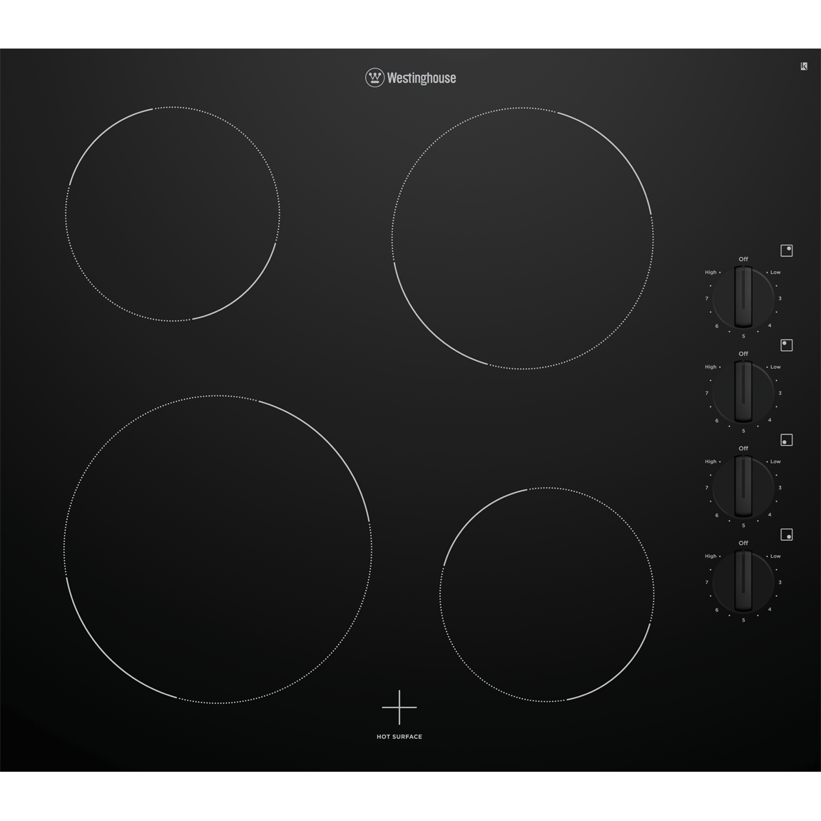 60cm 4 zone ceramic cooktop - WHC642BC | Westinghouse Australia