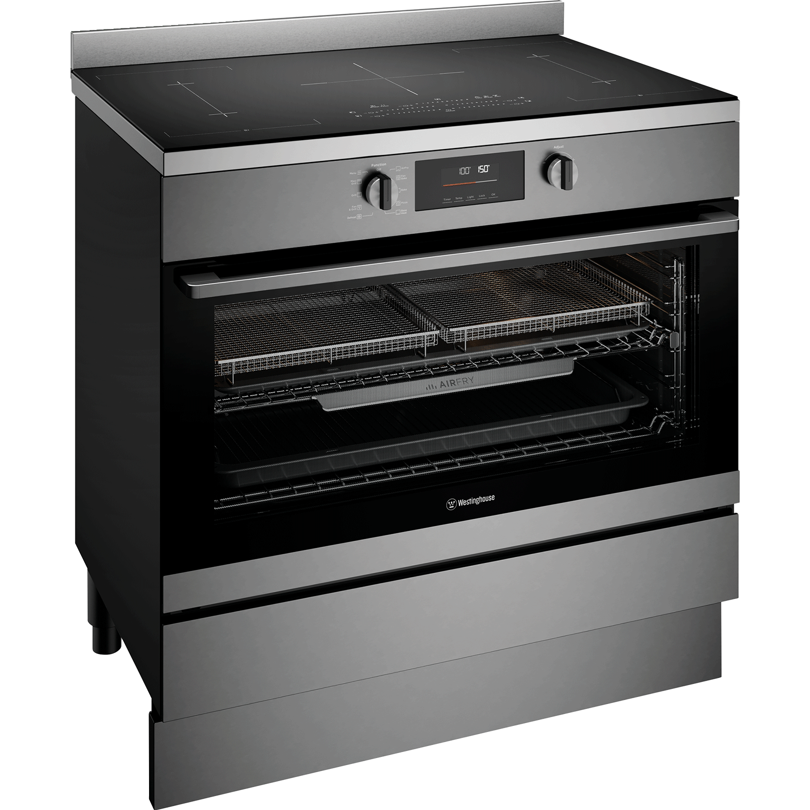 90cm electric freestanding oven with AirFry, dark stainless steel ...