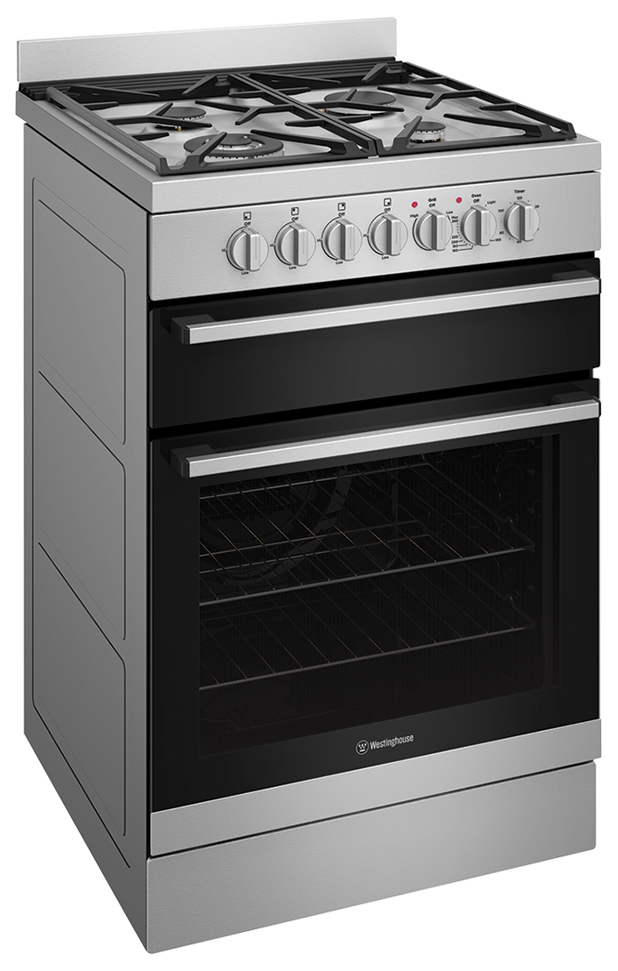60cm freestanding electric oven and gas cooktop, stainless steel ...