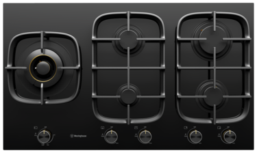 90cm 5 burner black glass gas cooktop - WHG958BCA | Westinghouse Australia