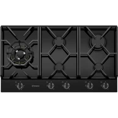 90cm 5 burner black ceramic glass gas cooktop - WHG959BD | Westinghouse ...