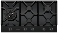 90cm 5 burner black ceramic glass gas cooktop - WHG959BD