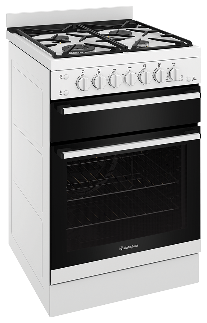 60cm freestanding gas oven and gas cooktop with separate grill, white ...